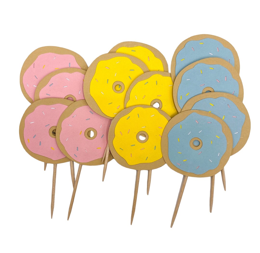 Donut Cupcake Toppers, Birthday Donut Toppers, Donut Party Supplies ...