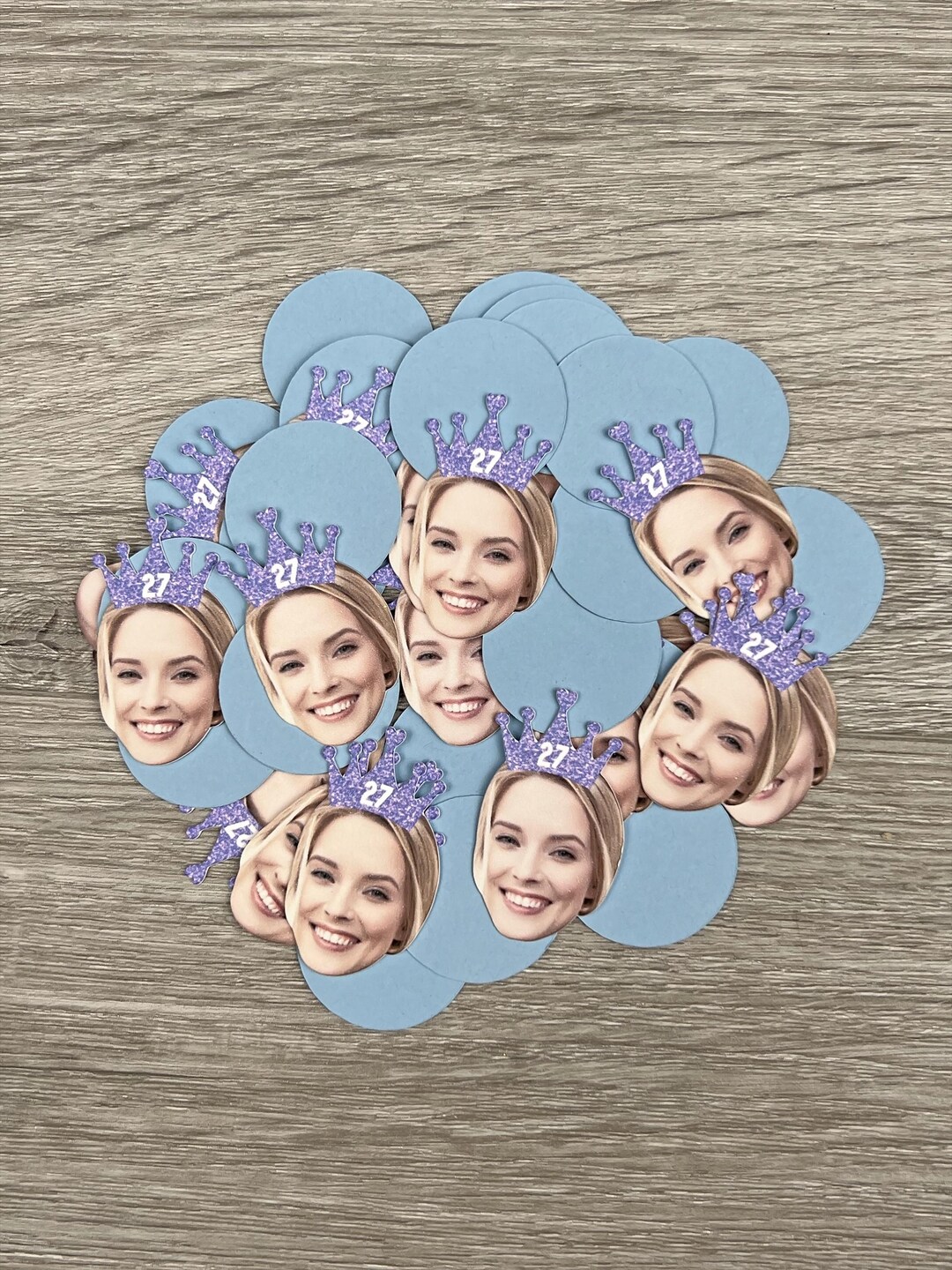 Custom Face Confetti With Crown, Personalized Table Scatter, Birthday ...