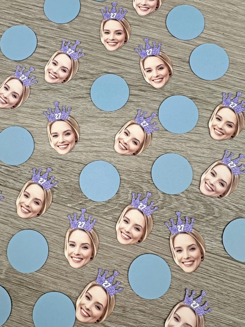Custom Face Confetti With Crown, Personalized Table Scatter, Birthday ...