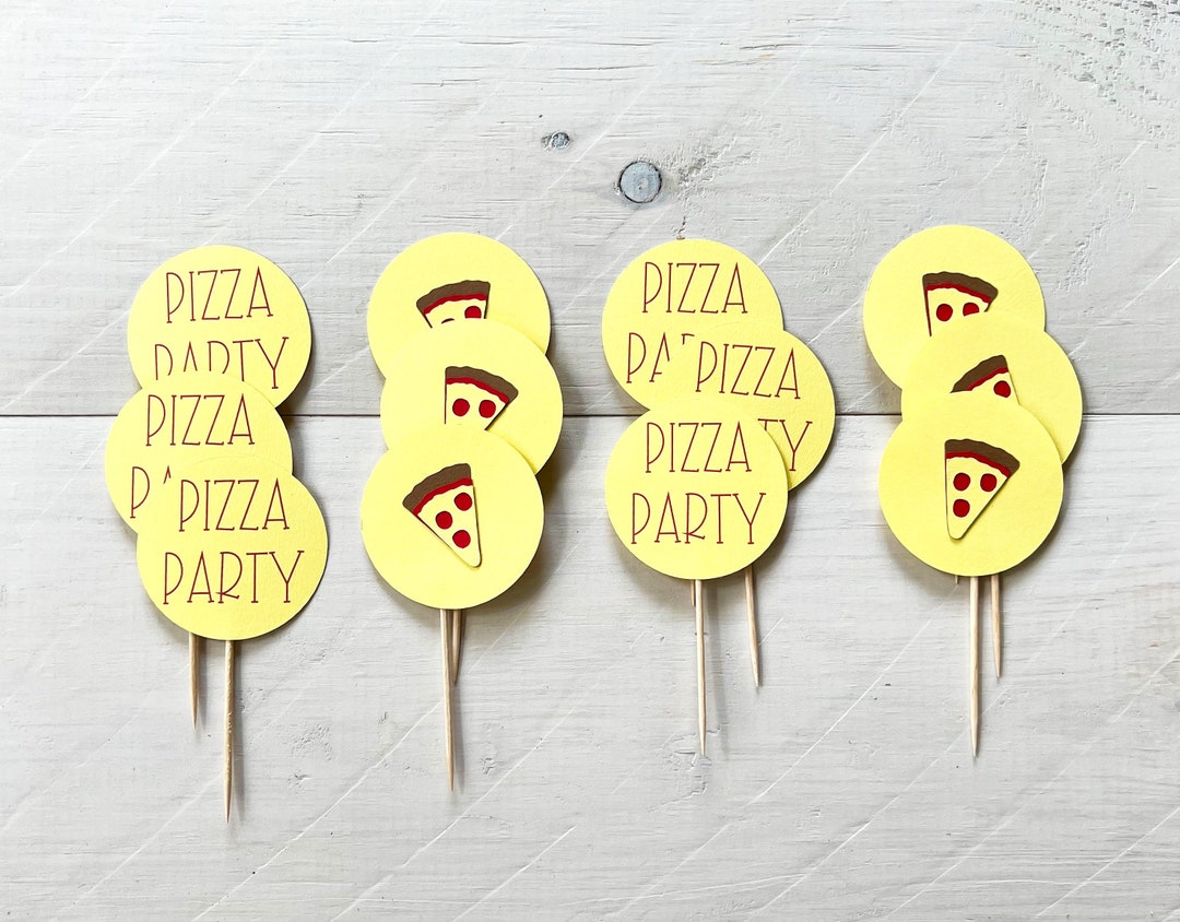 Pizza Party Cupcake Toppers, Pizza Cupcake Toppers, Pizza Cake Toppers ...