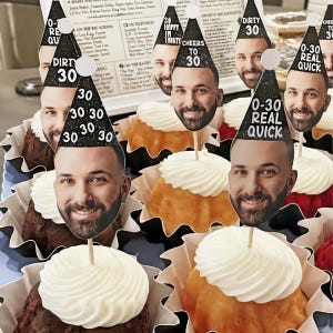 30th Birthday Cupcake Toppers, Custom Face Cupcake Toppers, Dirty 30 ...