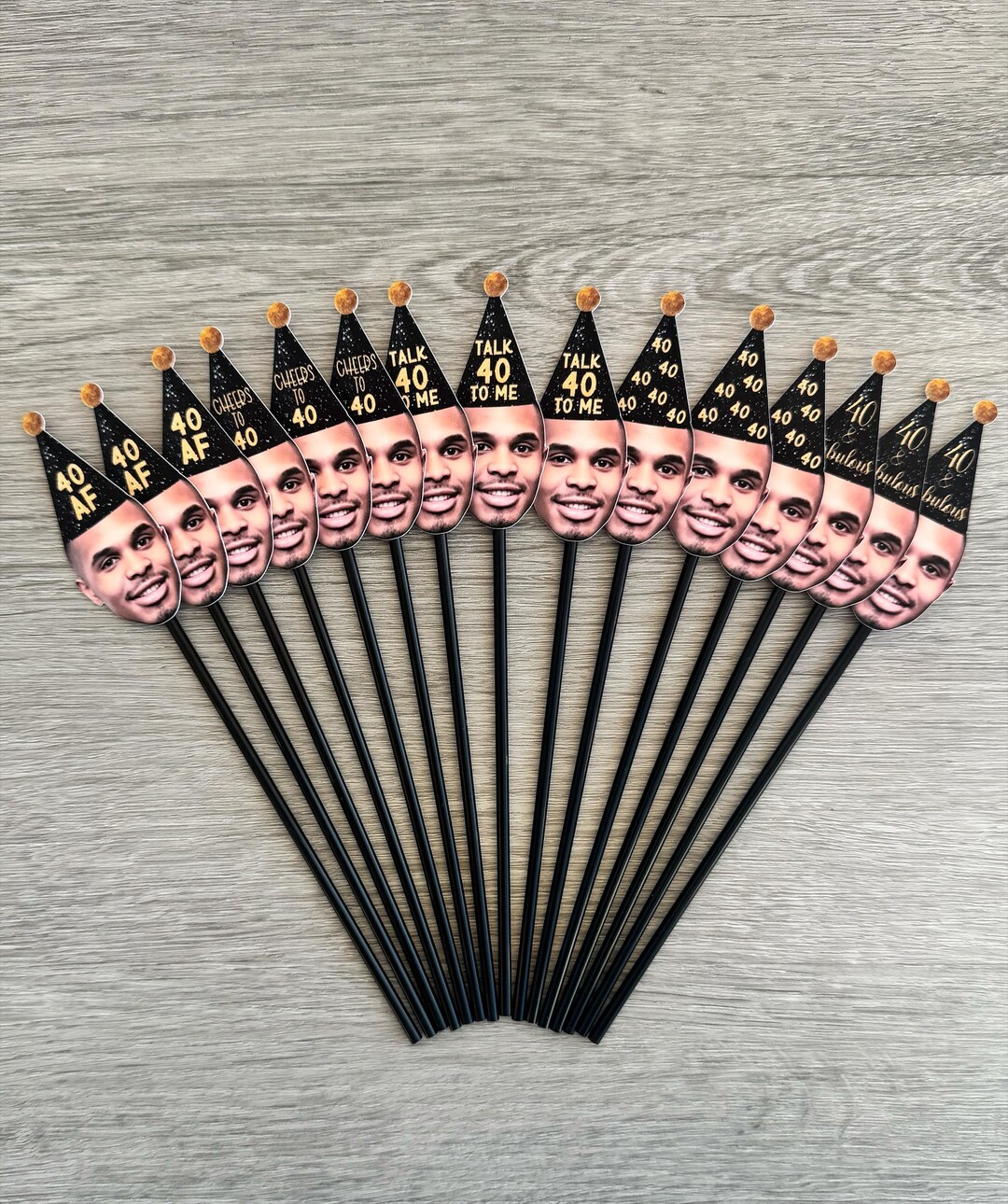 Custom Face Photo Cocktail Drink Stirrers, 40th Birthday Decor, Custom ...