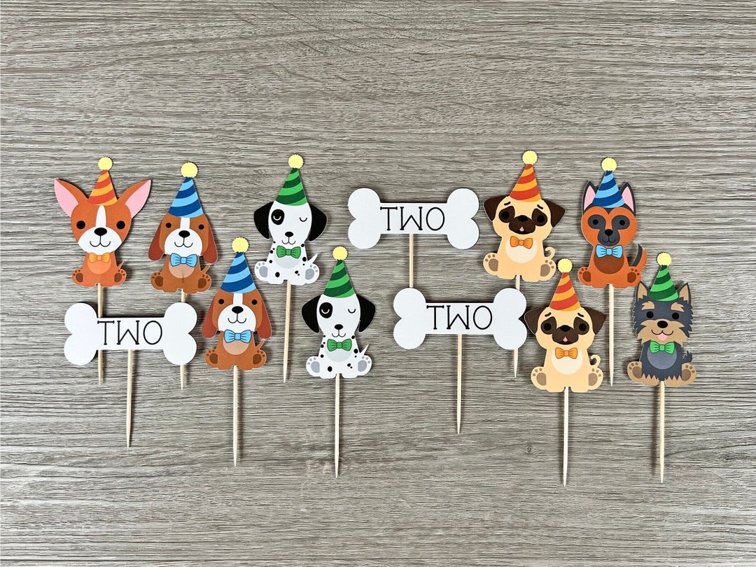 Puppy Cupcake Toppers, Puppy Birthday Party Decor, Dog Cupcake Toppers ...