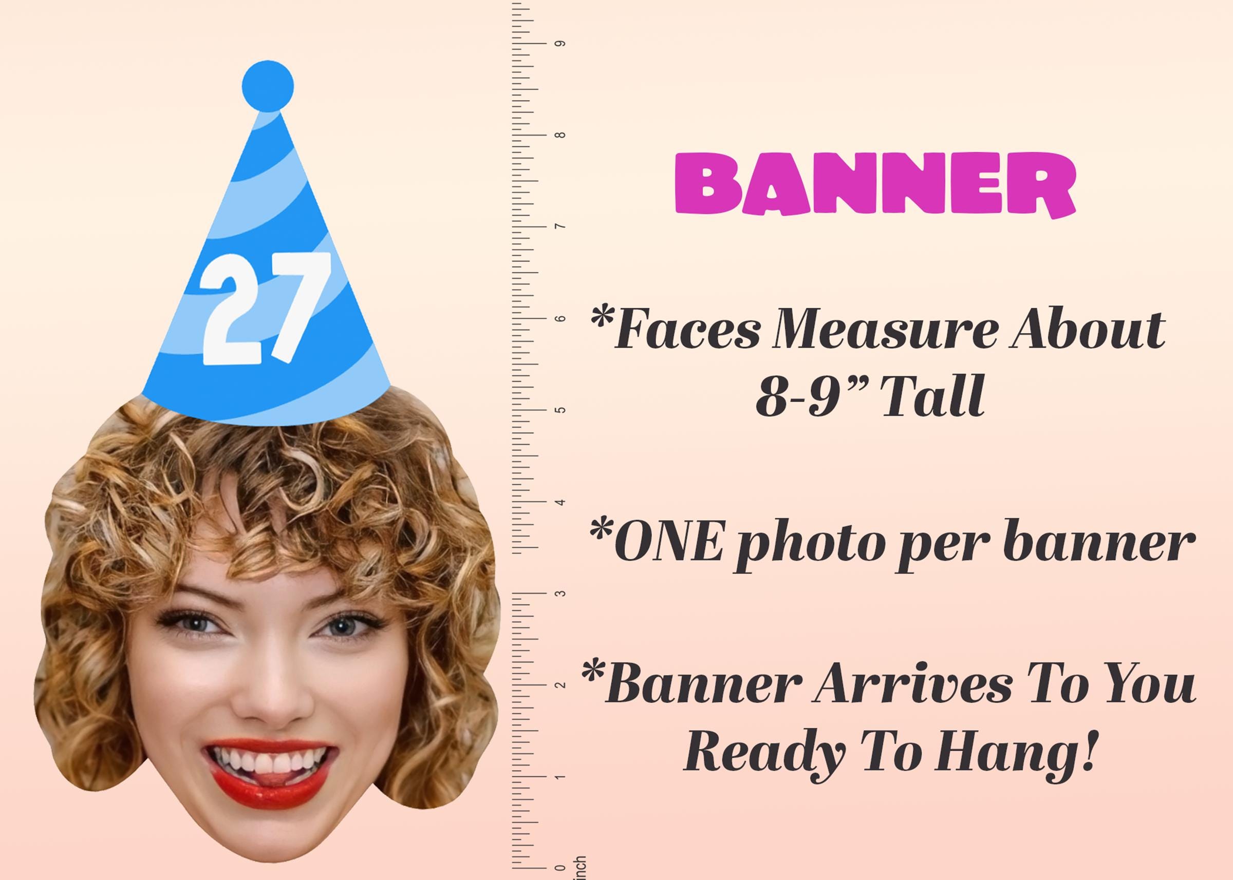 Custom Face Photo Banner, Personalized Birthday Banner Any Age, Custom ...