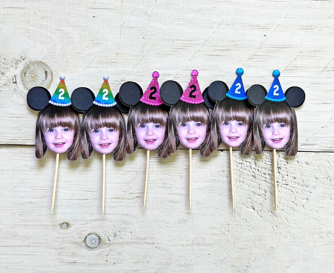 Mouse Cupcake Topper, Custom Face Cupcake Toppers, First Birthday ...