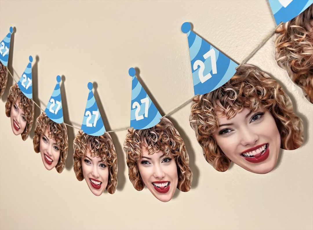 Custom Face Photo Banner, Personalized Birthday Banner Any Age, Custom ...