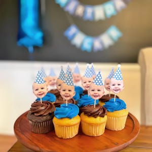 Custom Face Cupcake Toppers, Personalized Cupcake Toppers for Birthday ...