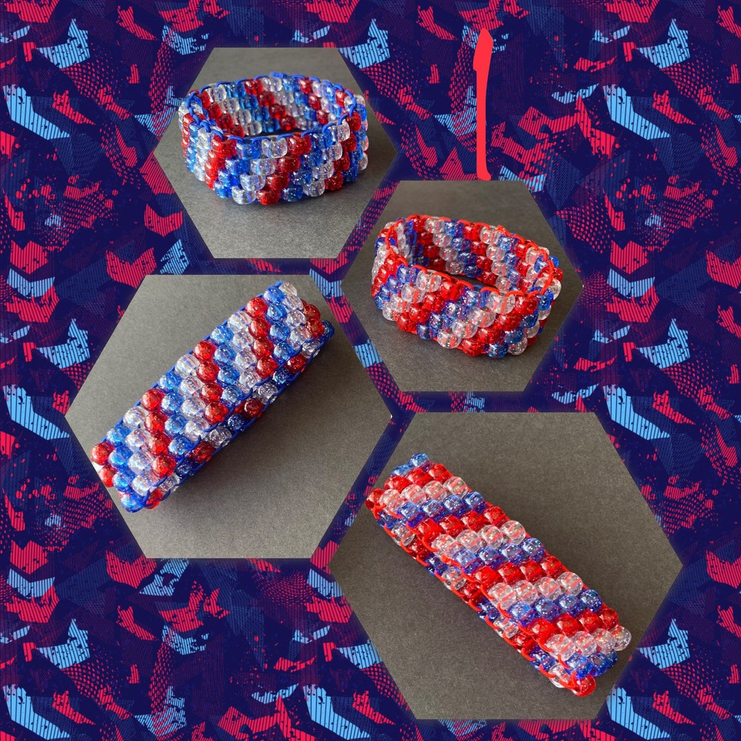 4th of July Kandi Cuff Bracelets, Beaded Bracelet, USA, Independence ...