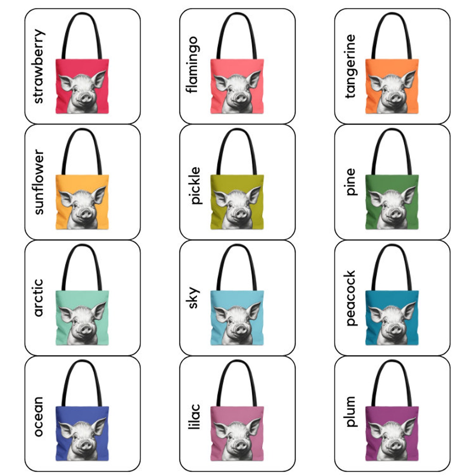 Pig Tote Bag, Piglet Tote Bag, Pink Bag, Nature Inspired Apparel ...