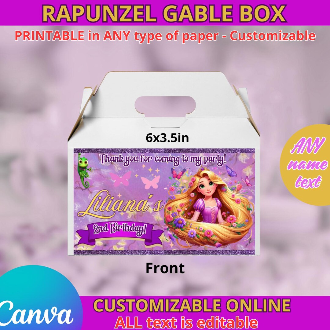 Rapunzel Gable Box. Editable in CANVA - Etsy