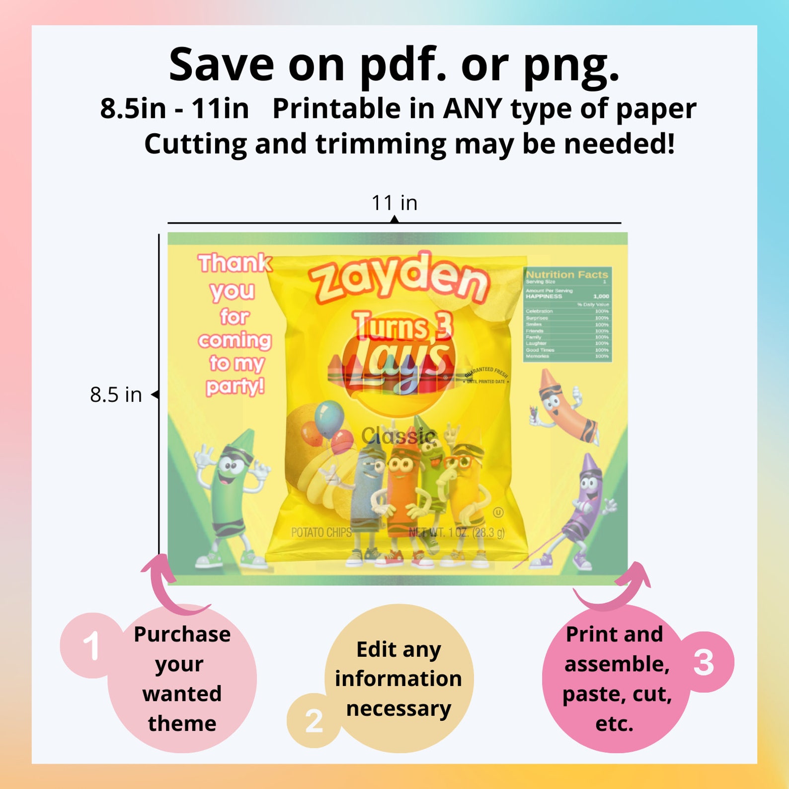 Crayola Chips Bags. Editable in Canva - Etsy