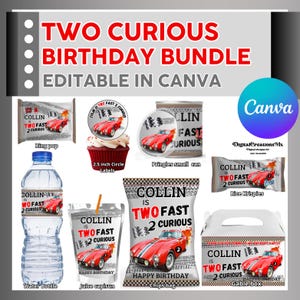 Two Fast 2 Curious Editable 8 Party Pack, Water Bottle, Chip, Juice ...
