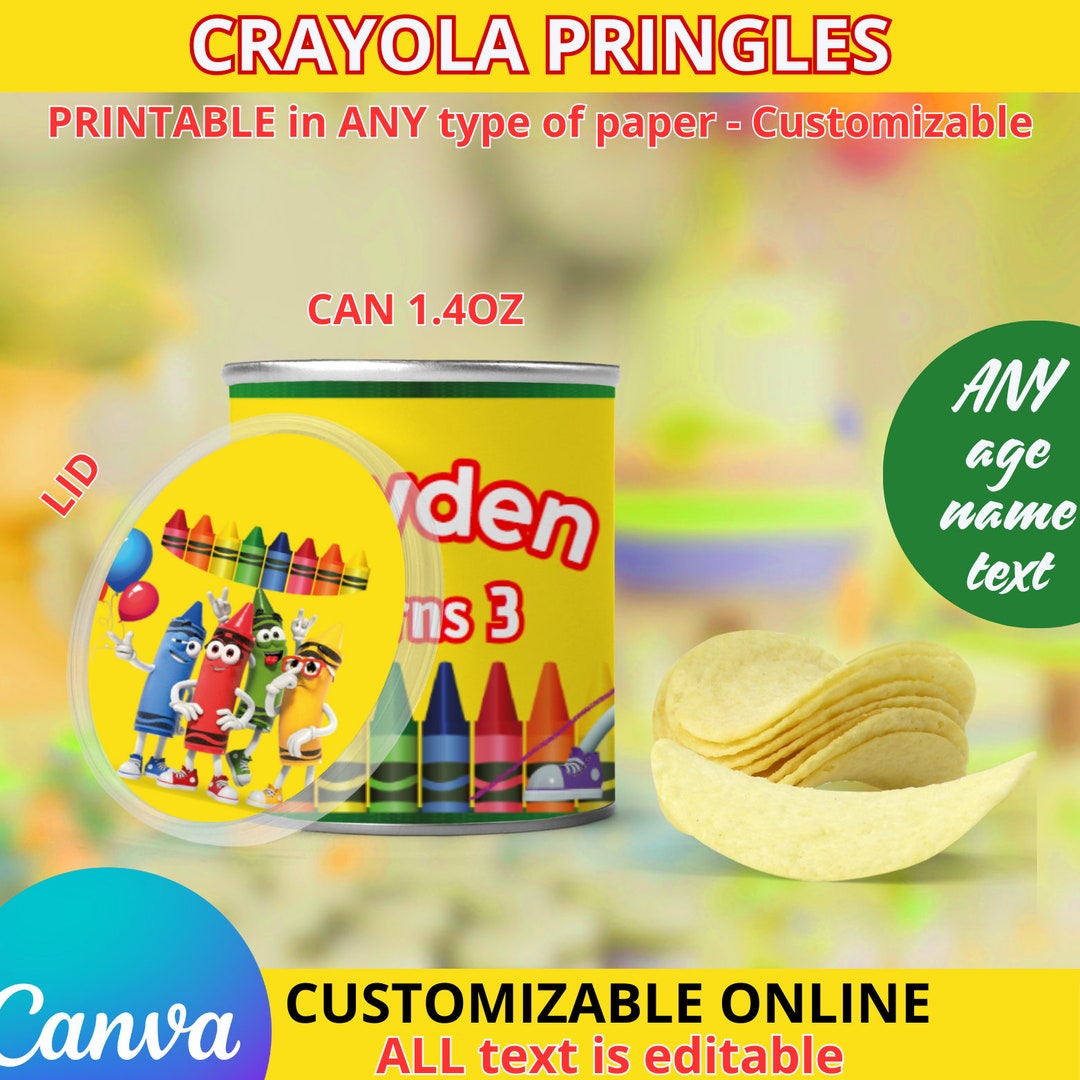 Crayola Pringles Small Can and Lid. Editable in Canva - Etsy