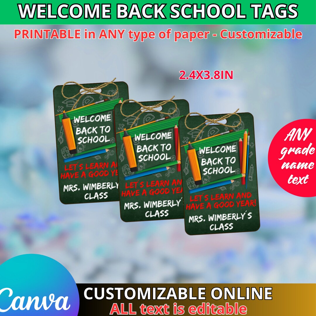 EDITABLE Welcome to School Gift Tag, Back to School Gift Tag, Teacher ...