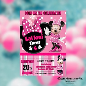 Minnie Mouse Invitation Template 5x7in. Printable and Editable in CANVA ...