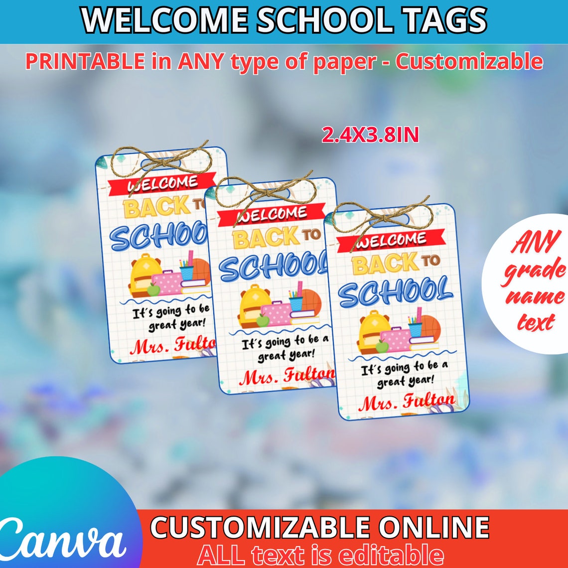 EDITABLE First Day of School Gift Tag, Back to School Gift Tag, Teacher ...