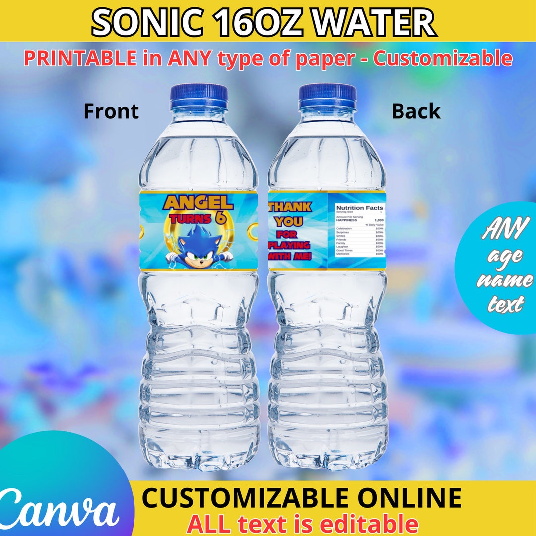 Sonic Water Label 16oz. Editable in CANVA - Etsy
