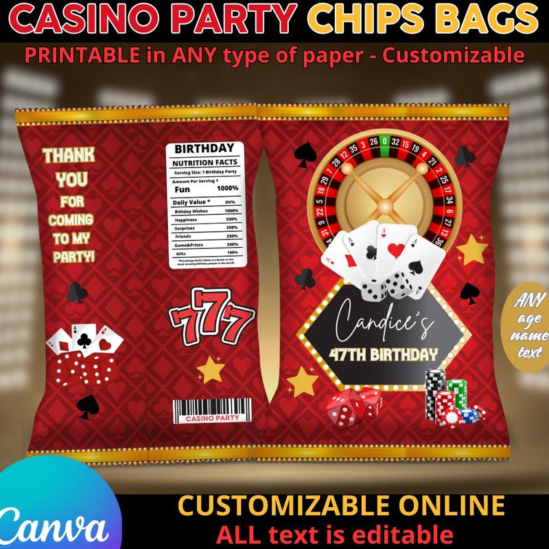 Custom Chip Bag Casino - Etsy