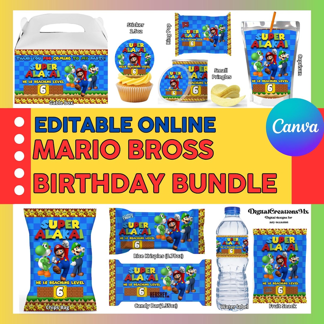 Super Mario 10 Party Favors, Mario Printables, Digital Files INC ...