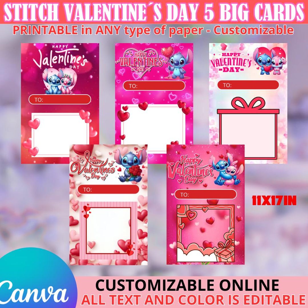 Stitch and Angel Big Cards 11x17in Valentine's Day Cards Templete ...