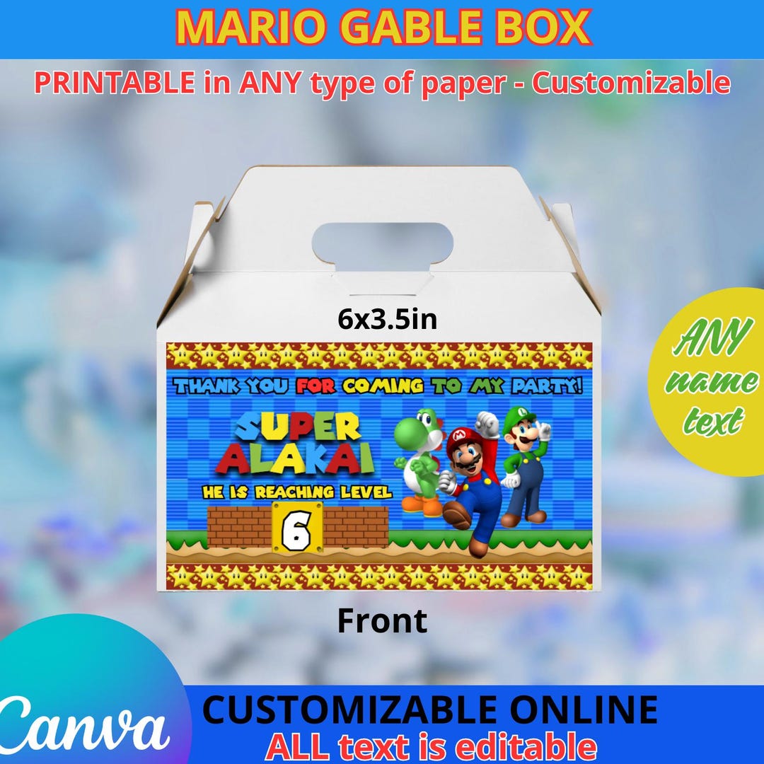 Super Mario Gable Box. Editable in CANVA - Etsy