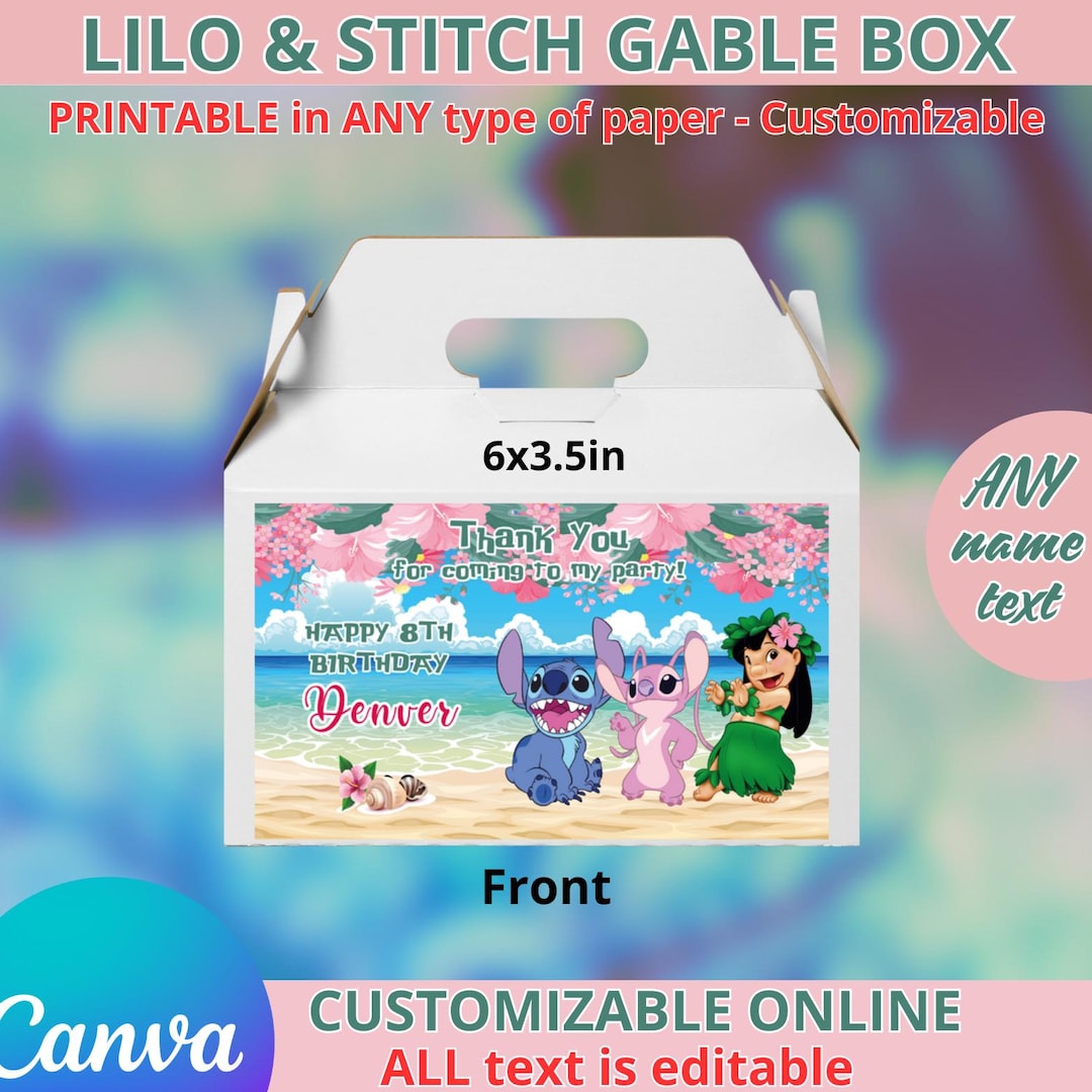 Lilo and Stitch Gable Box. Editable in CANVA - Etsy