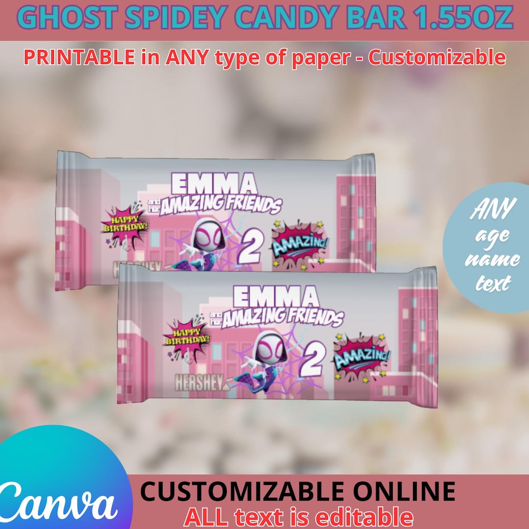 Ghost Spider Candy Bar Templete. EDITABLE IN CANVA - Etsy