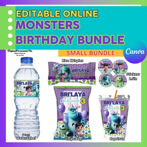 Monsters 5 Party Favors, Monsters Printables, Digital Files INC ...
