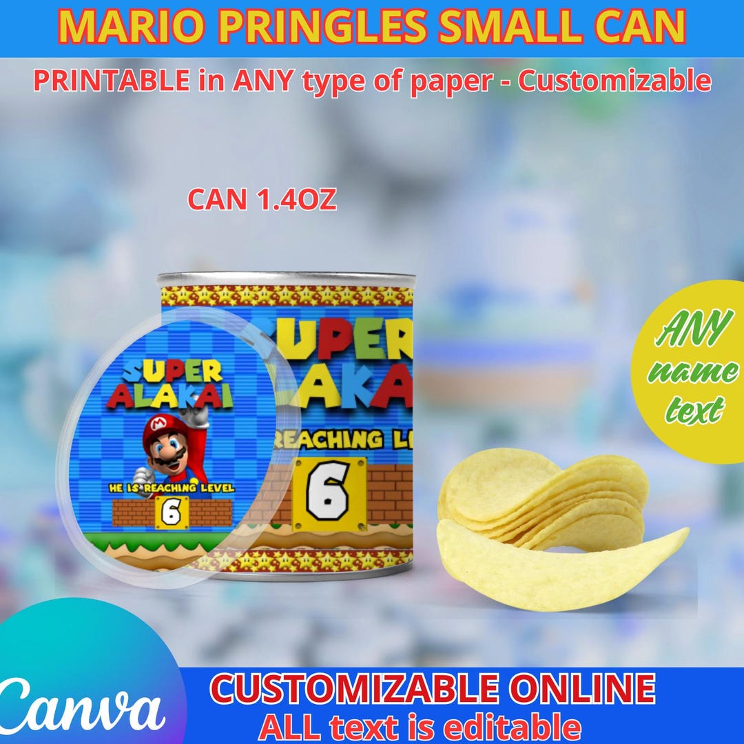 Super Mario Pringles Small Can. Editable in CANVA - Etsy