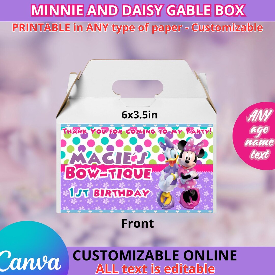 Minnie and Daisy Gable Box. Editable in CANVA - Etsy