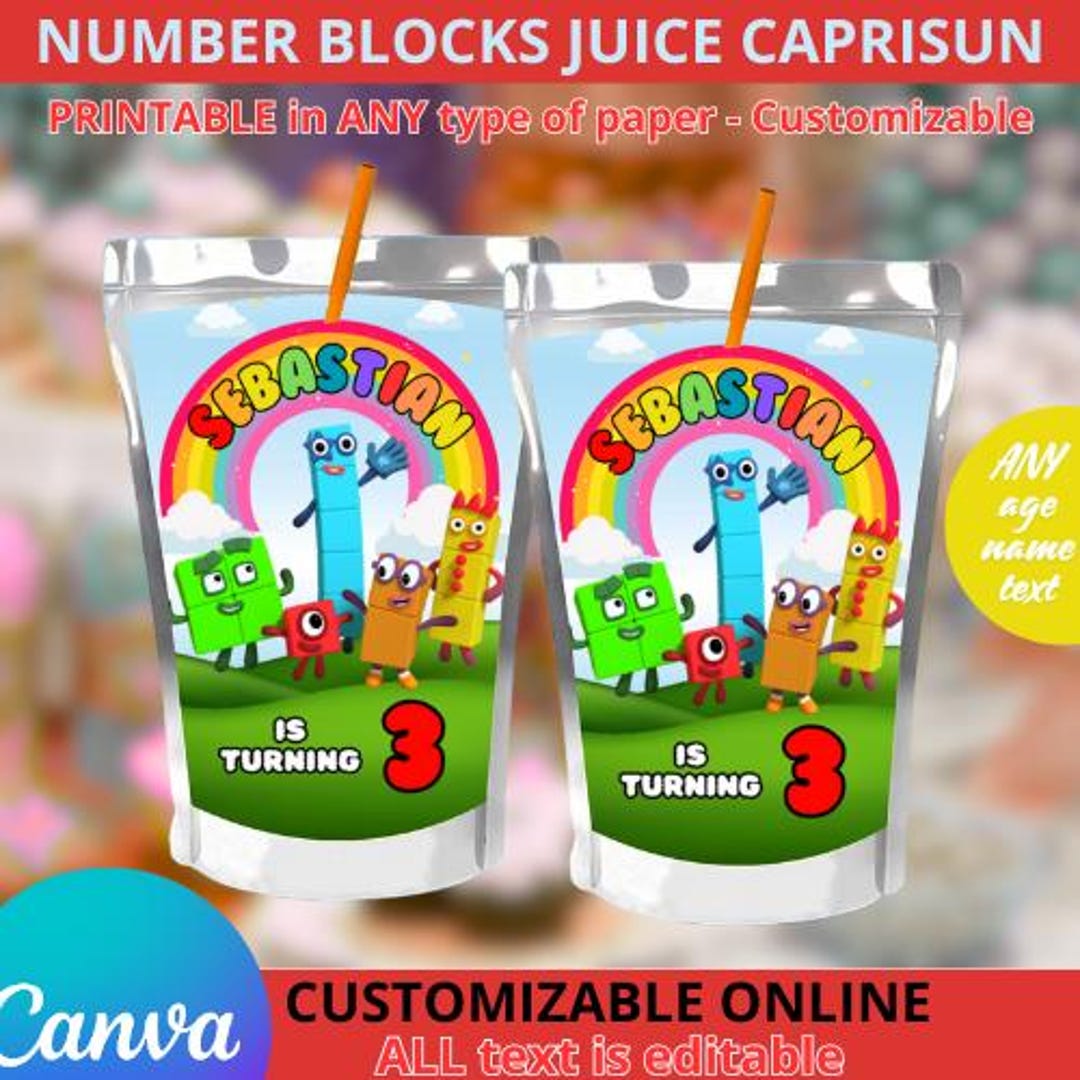 Numberblocks Juice Caprisun. Editable in CANVA - Etsy
