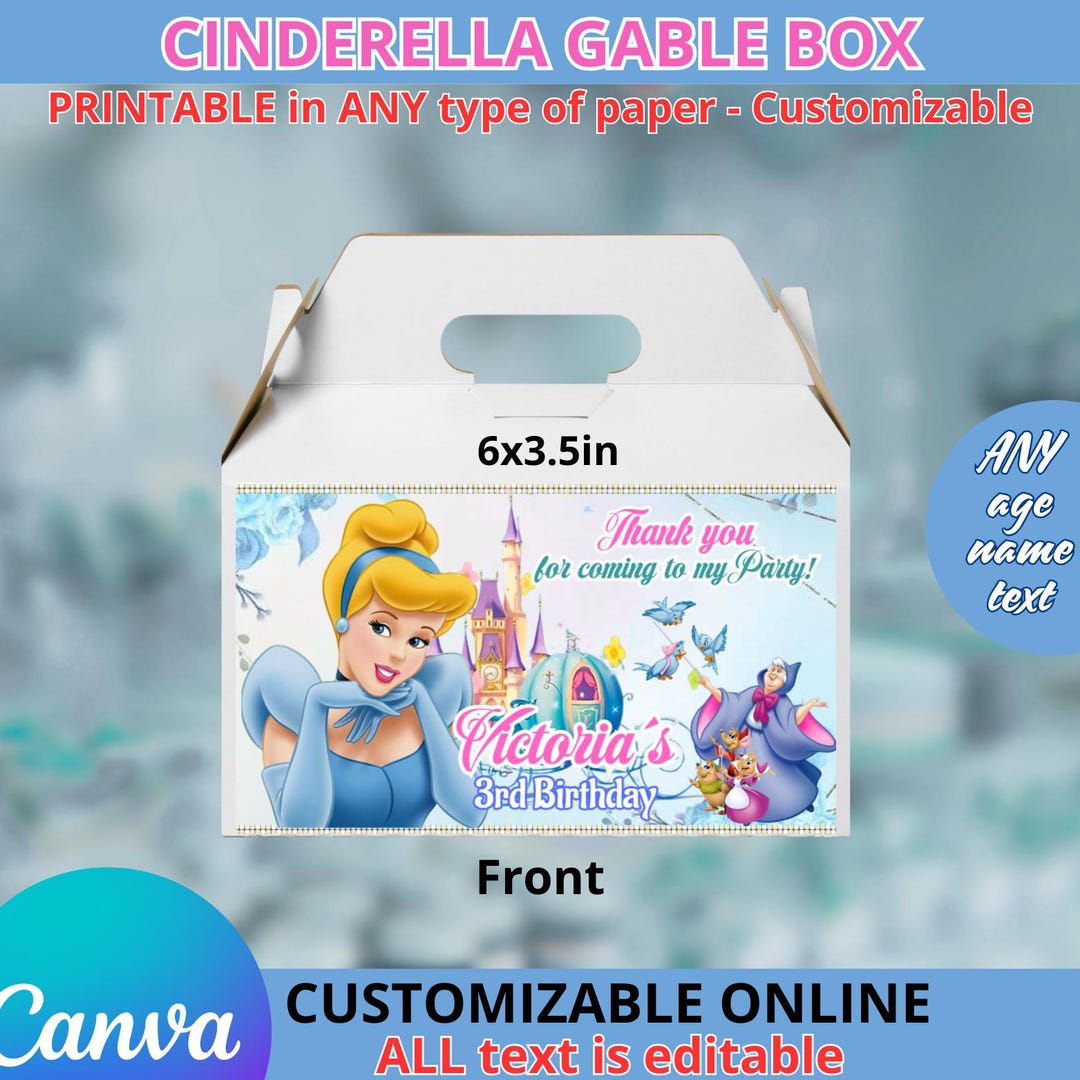Cinderella Gable Box. EDITABLE IN CANVA - Etsy