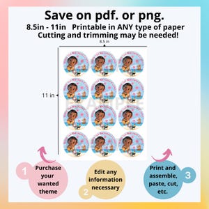 Moana Baby Stickers 2.5in Template, EDIT Yourself in CANVA - Etsy