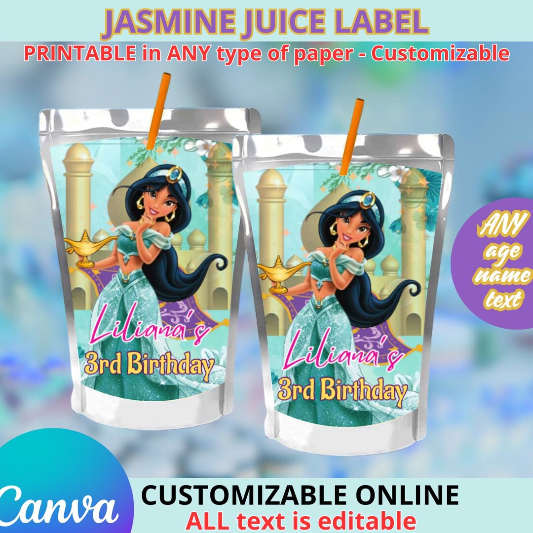 Jasmine Princess Juice Caprisun Templete. Editable in CANVA - Etsy