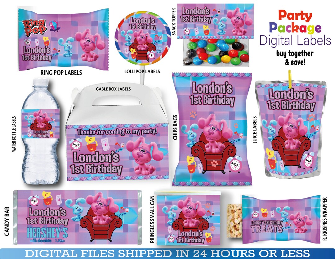 Magenta Blues Clues Party Favors With or Without Photo, Water Bottle ...