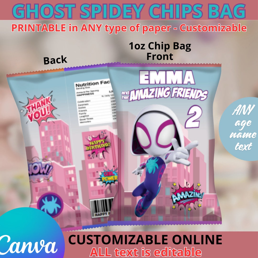 Ghost Spider Chips Bags. Editable in CANVA - Etsy
