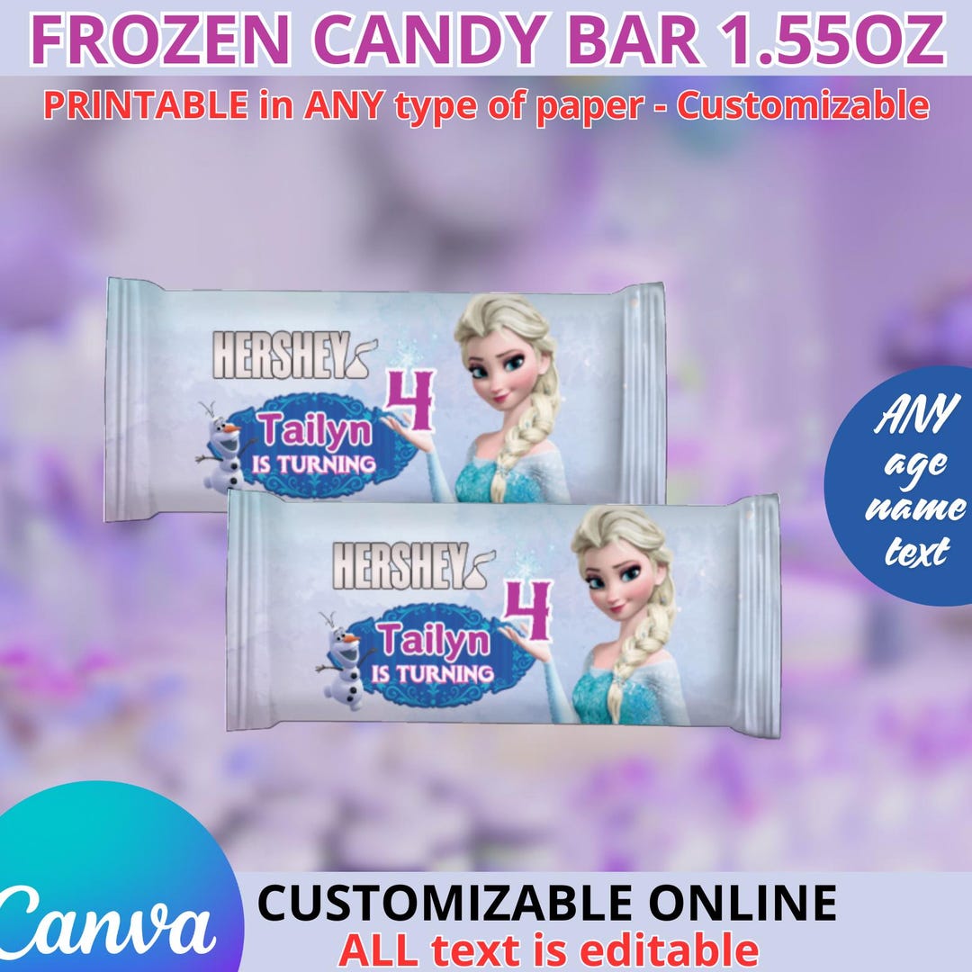 Frozen Candy Bar Templete. EDITABLE IN CANVA - Etsy