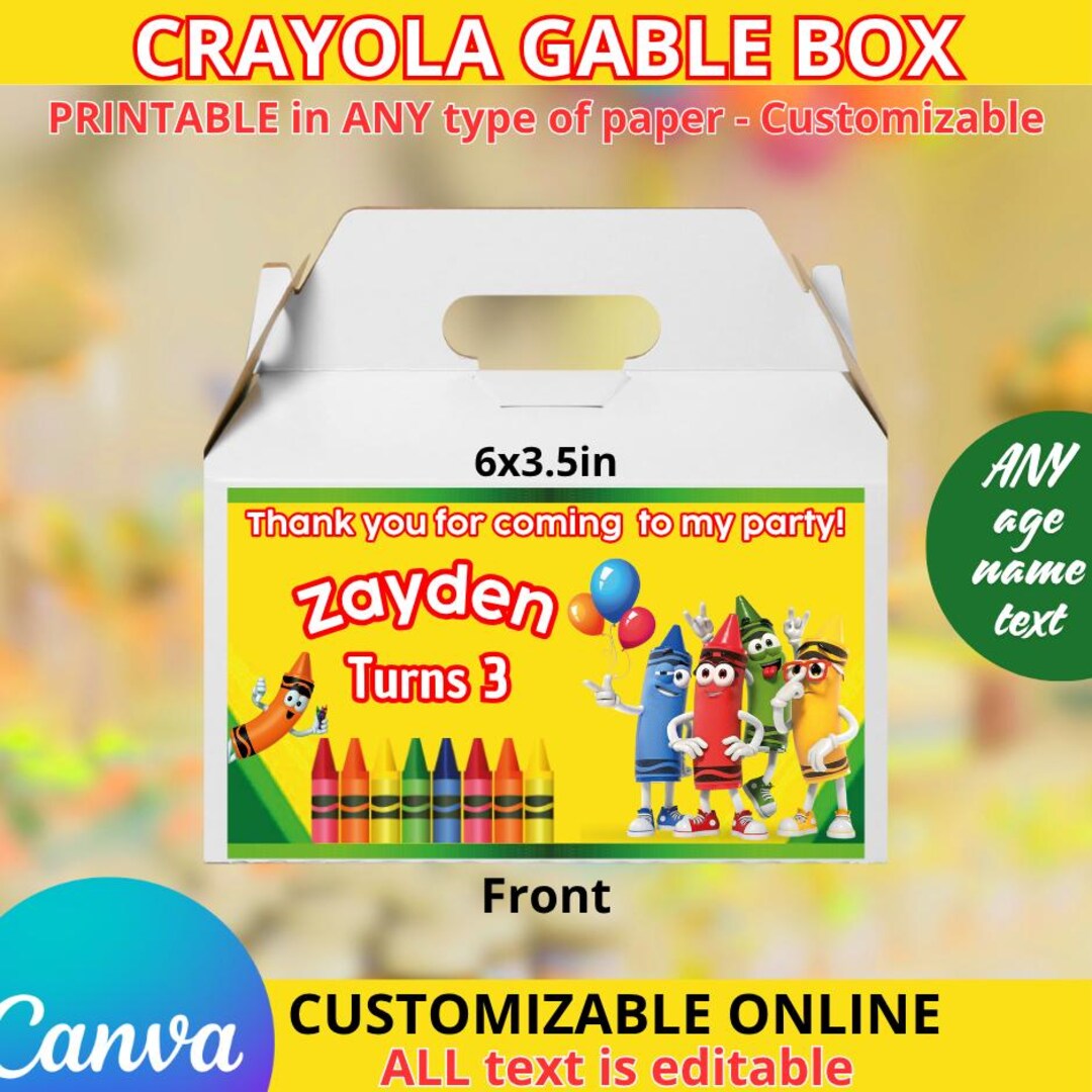 Crayola Gable Box Templete. Editable in CANVA - Etsy