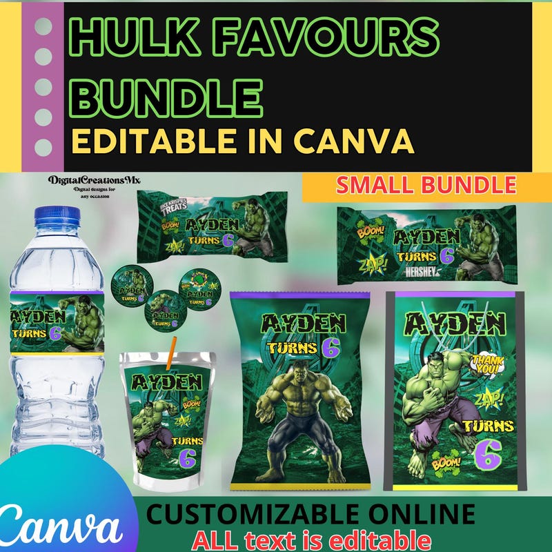 Hulk Party Bag Favors - Etsy