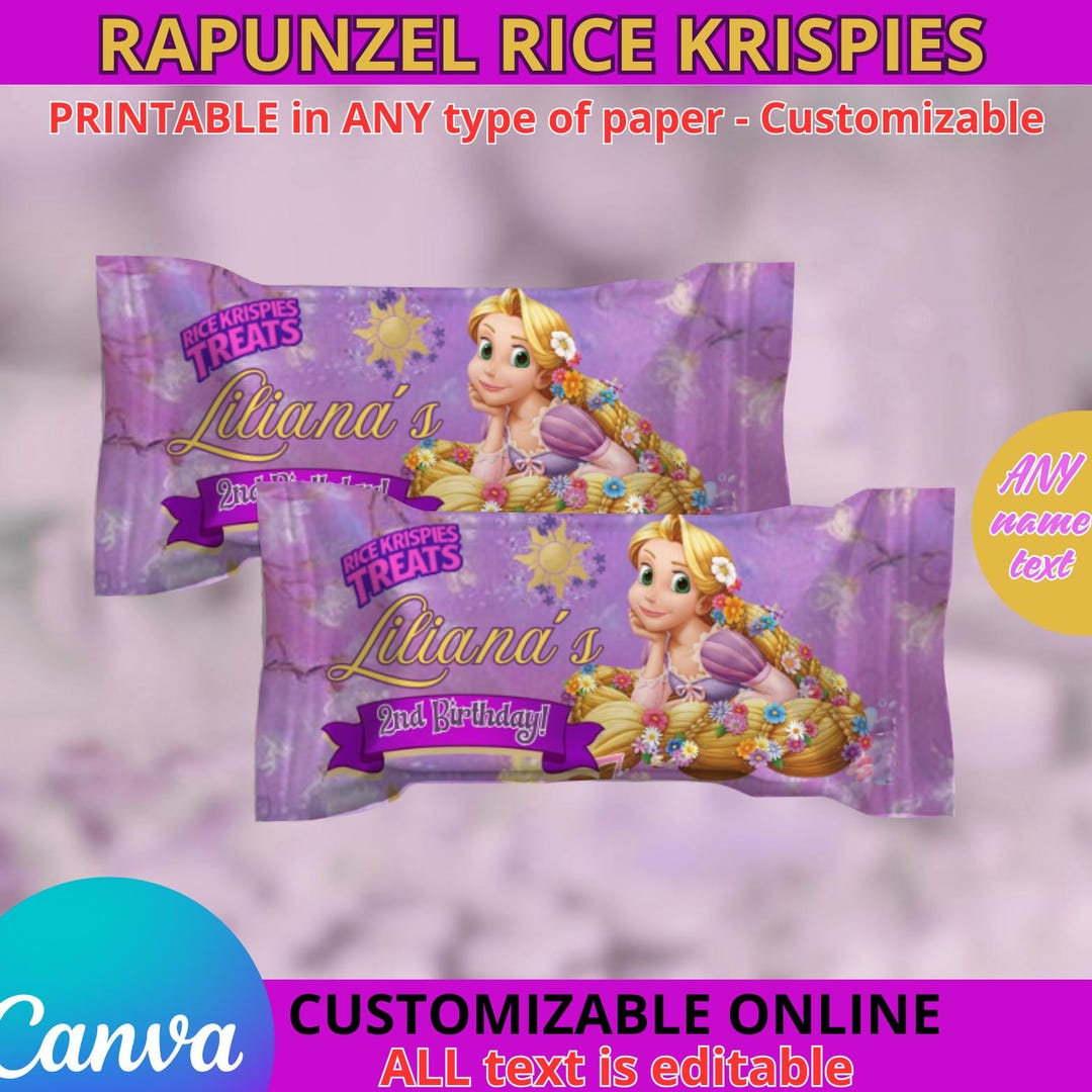 Rapunzel Rice Krispies Templete. Editable in CANVA - Etsy