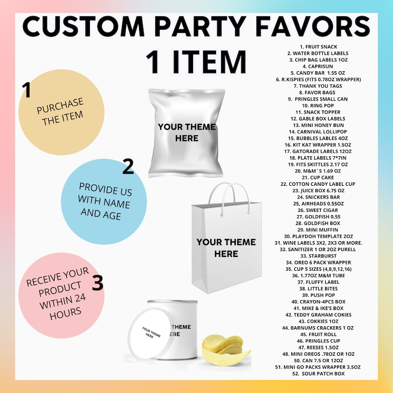 Birthday Party Fill Bags - Etsy