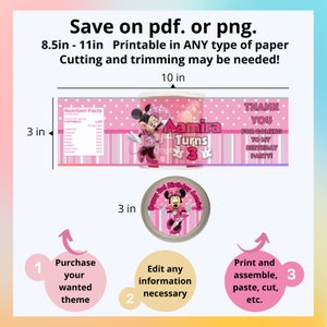 Minnie Mouse Pink Pringles Small Can and Lid. Editable in CANVA - Etsy