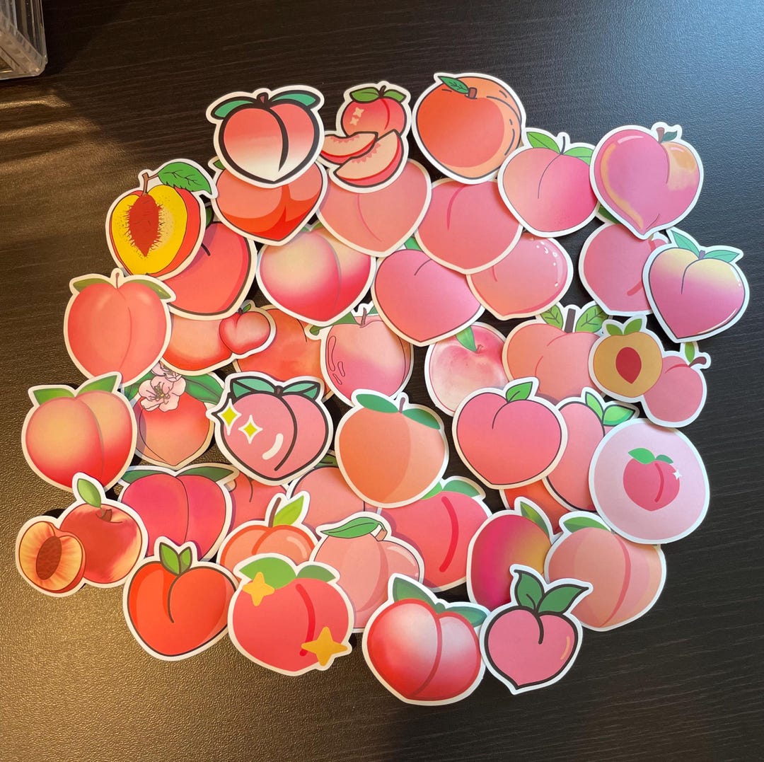 Peach Stickers, Pink Stickers, Peaches, Peach - Etsy