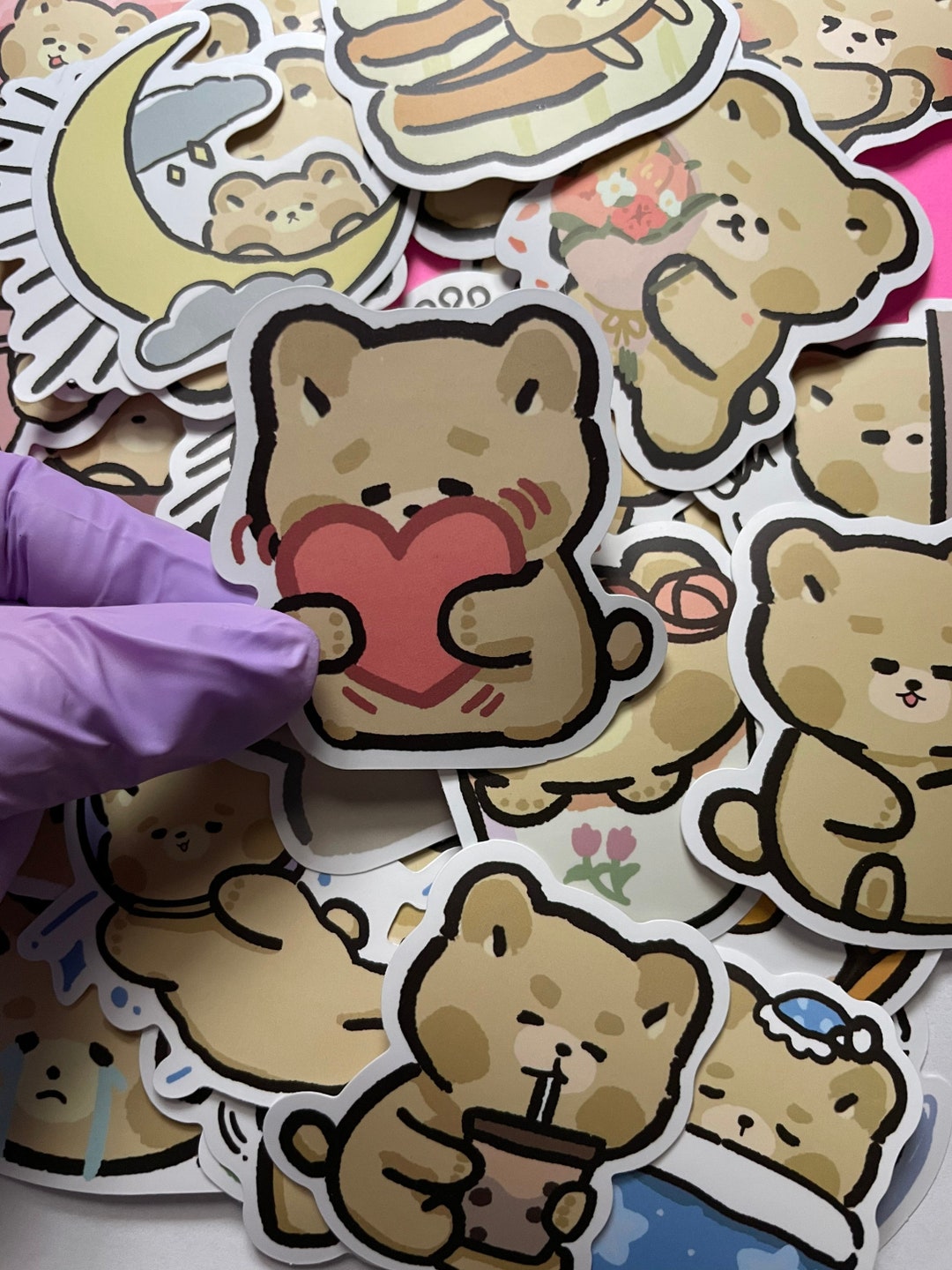 Kawaii Bear Stickers Cute Bear Stickers Sweet Bear Stickers - Etsy