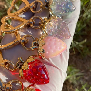 Beautiful Strawberry Heart Keychain, Keychain Accessories, Keycharm ...