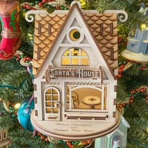 Laser Cut Santa's House Ornament - Charming Wooden Christmas House ...
