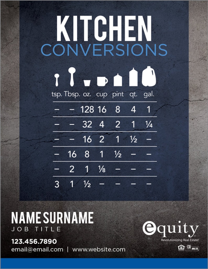 Custom Bulk Fridge Magnets Kitchen Conversions Chart Cooking - Etsy