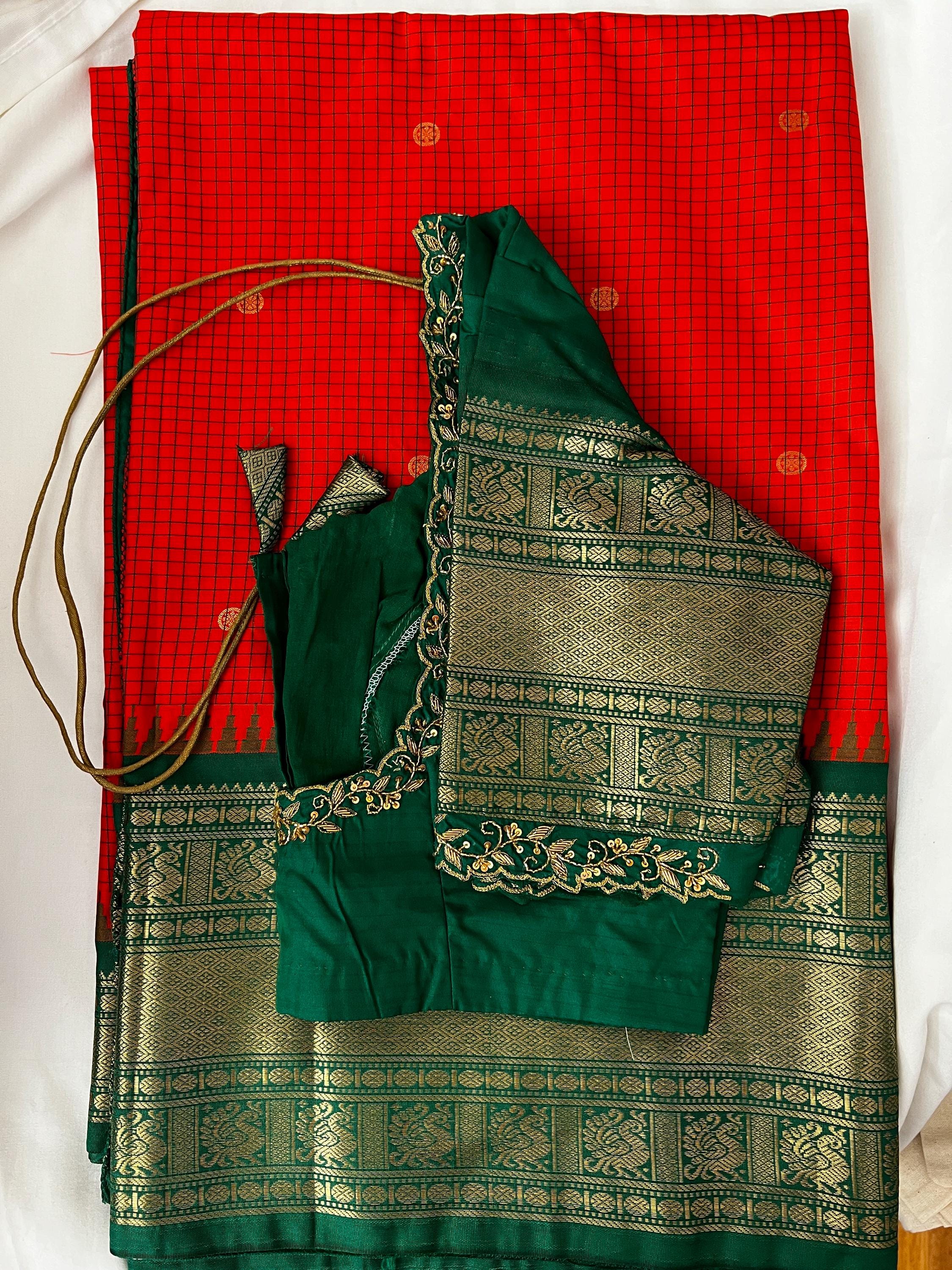 Gadwal Pattu Saree With Maggam Work Blouse - Etsy