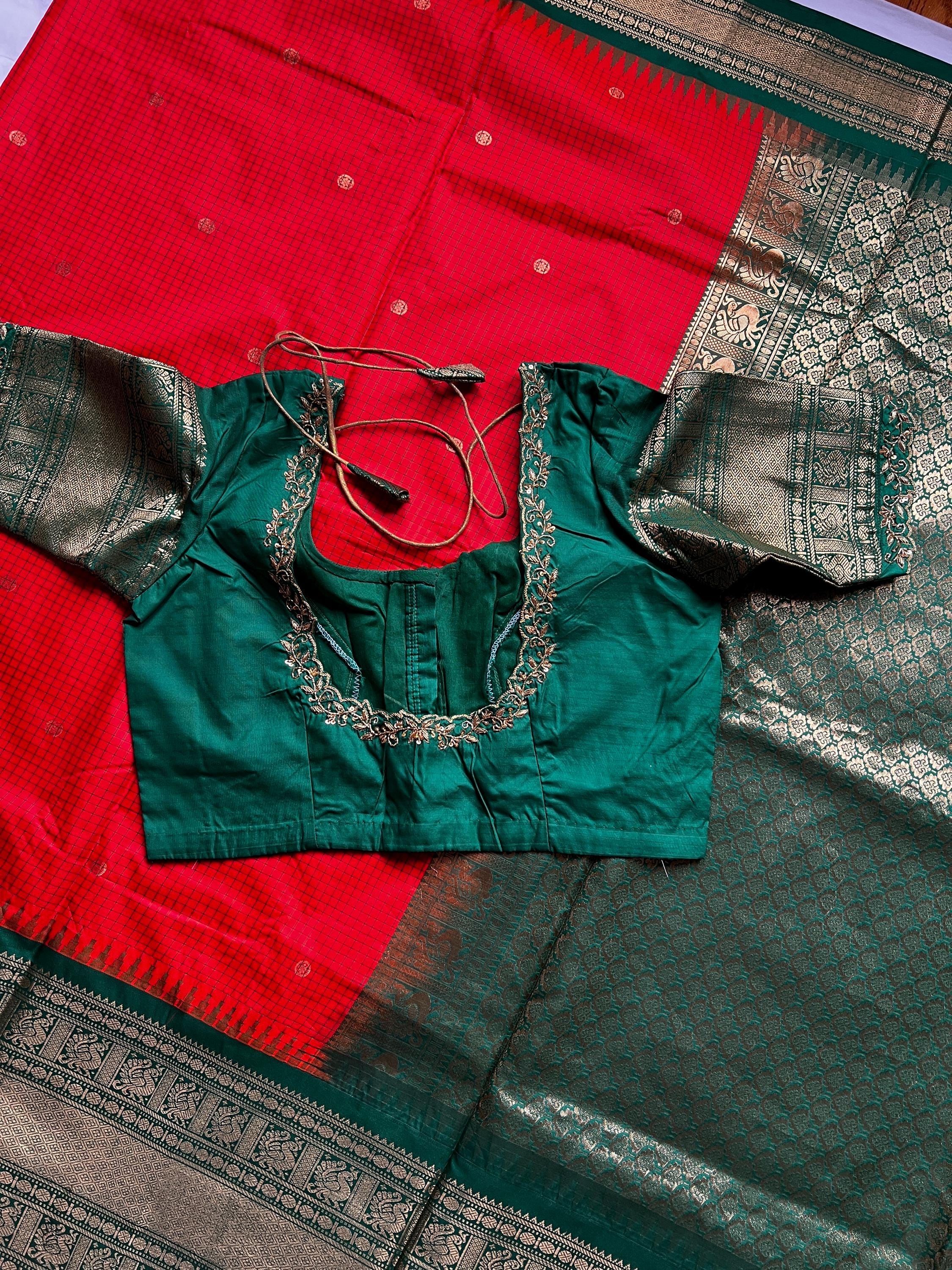 Gadwal Pattu Saree With Maggam Work Blouse - Etsy