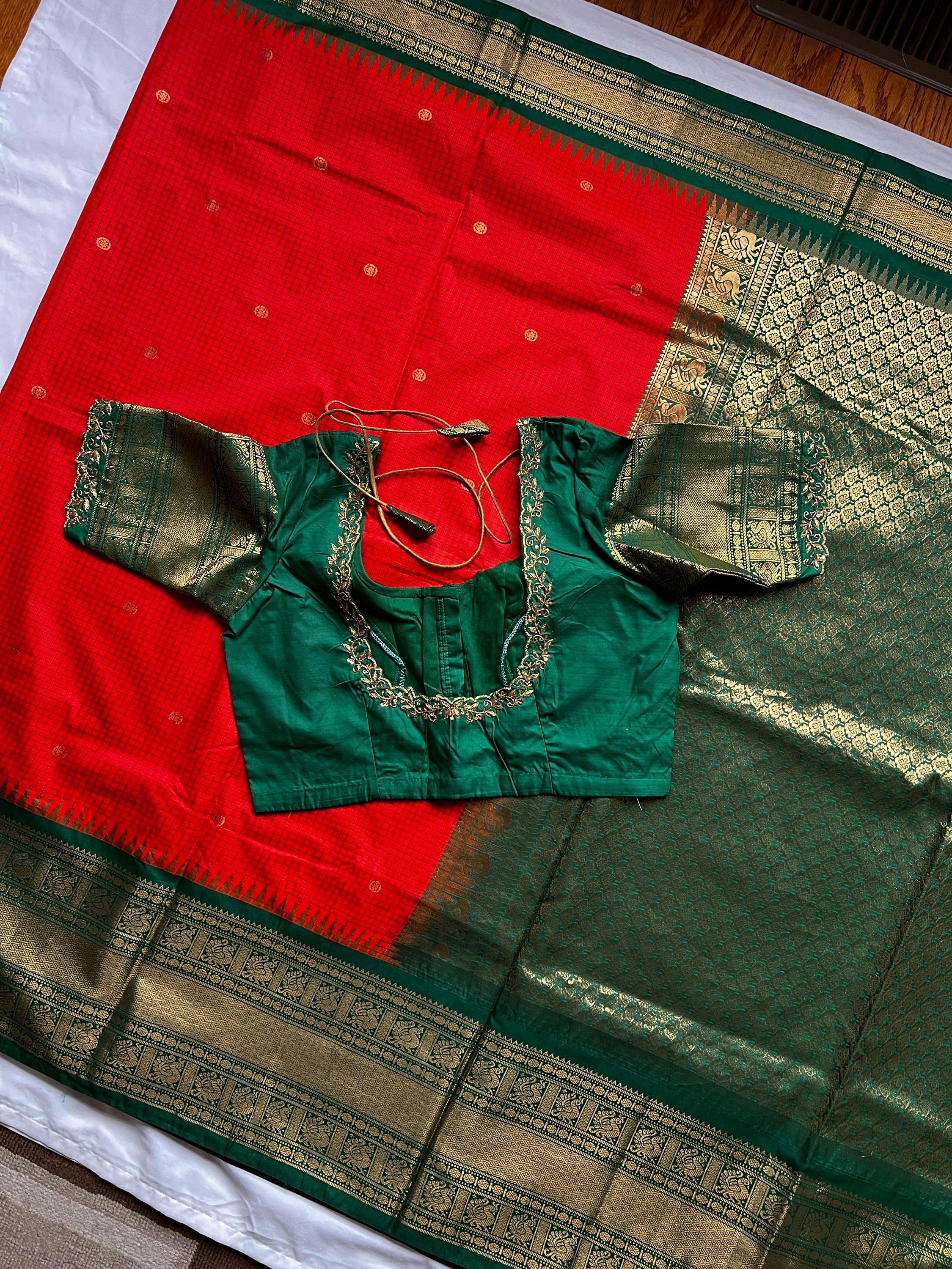 Gadwal Pattu Saree With Maggam Work Blouse - Etsy